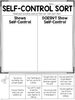 Social Emotional Learning: Self Control Lesson and Printables by ...