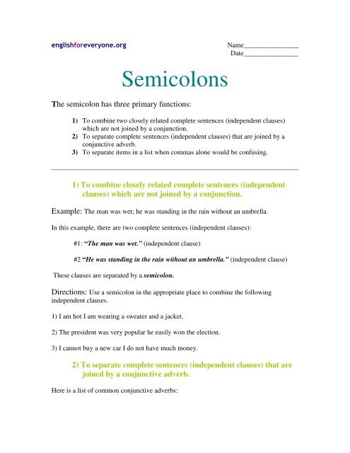 Colon List Worksheet – Year 6 Colons and Semicolons | Plazoom ...