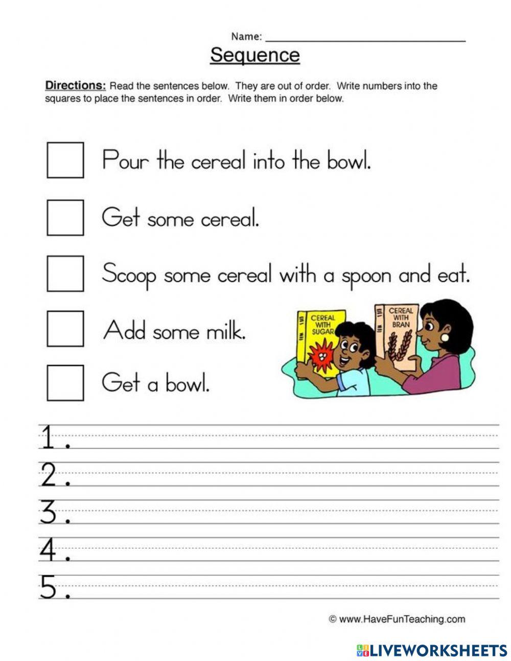 Sequencing Sentences Online Exercise For Live Worksheets Worksheets Library