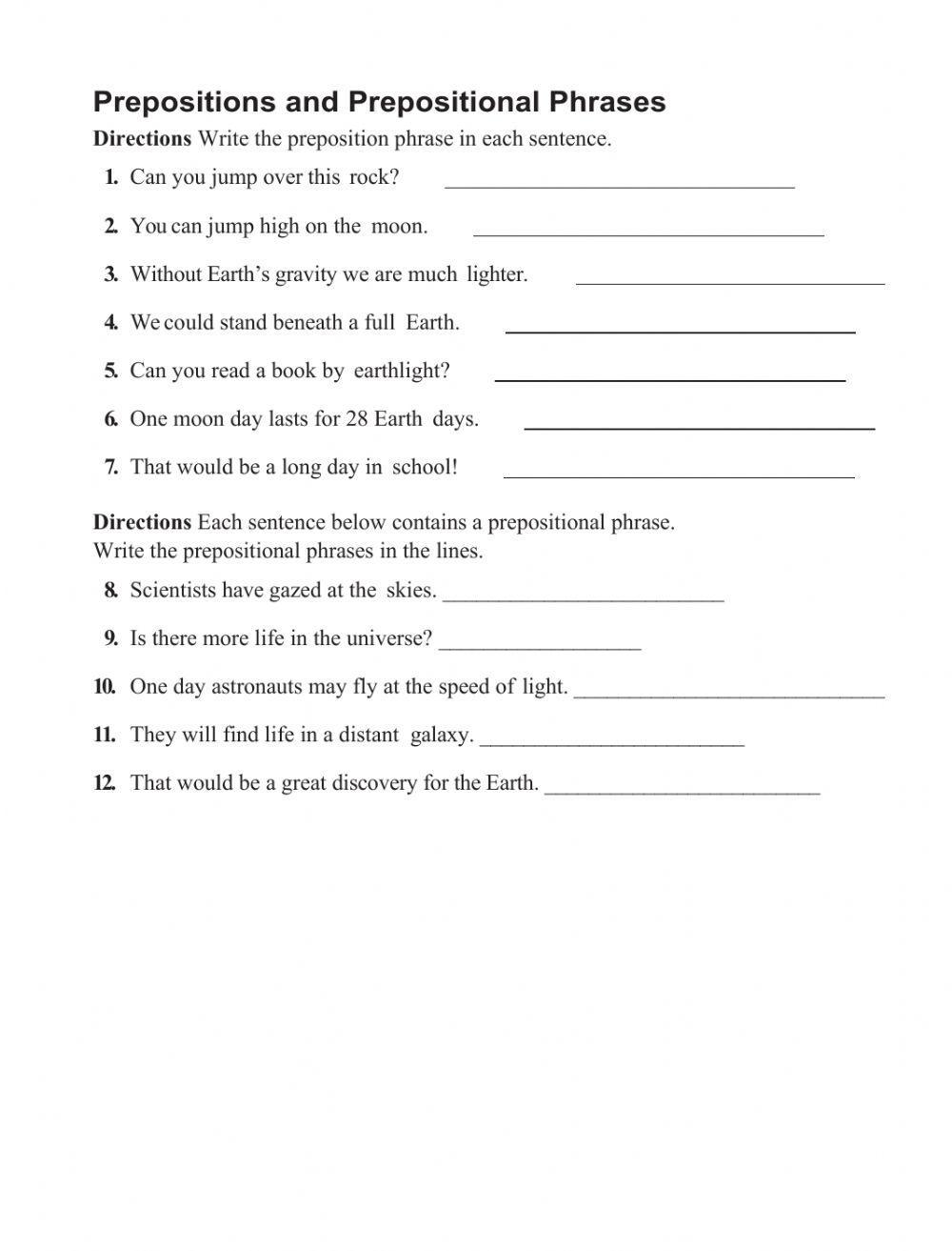 Prepositions And Prepositional Phrases Worksheet Live Worksheets Prepositions And Prepositional Phrases Worksheet Live Worksheets