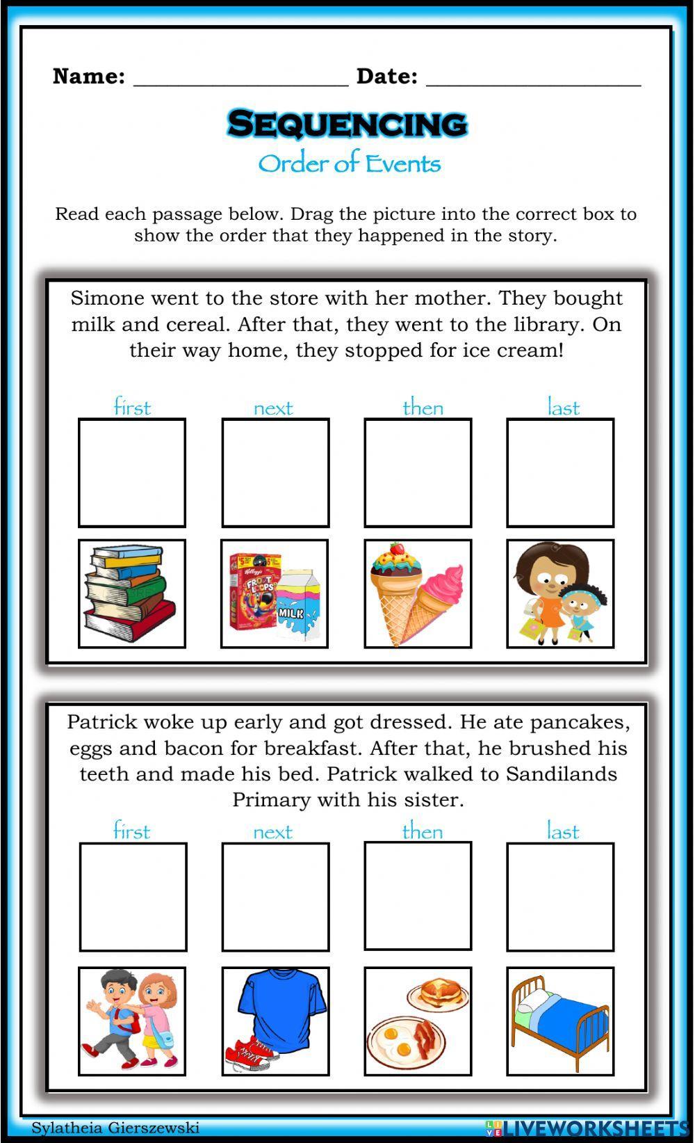 Sequence of Events interactive worksheet for 3 | Live Worksheets - Worksheets Library