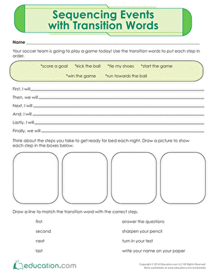 Sequencing Events with Transition Words | Worksheet | Education.com - Worksheets Library