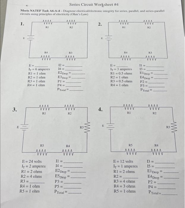 Solved + Series Circuit Worksheet #4 Mects NATEF Task | Chegg.com - Worksheets Library