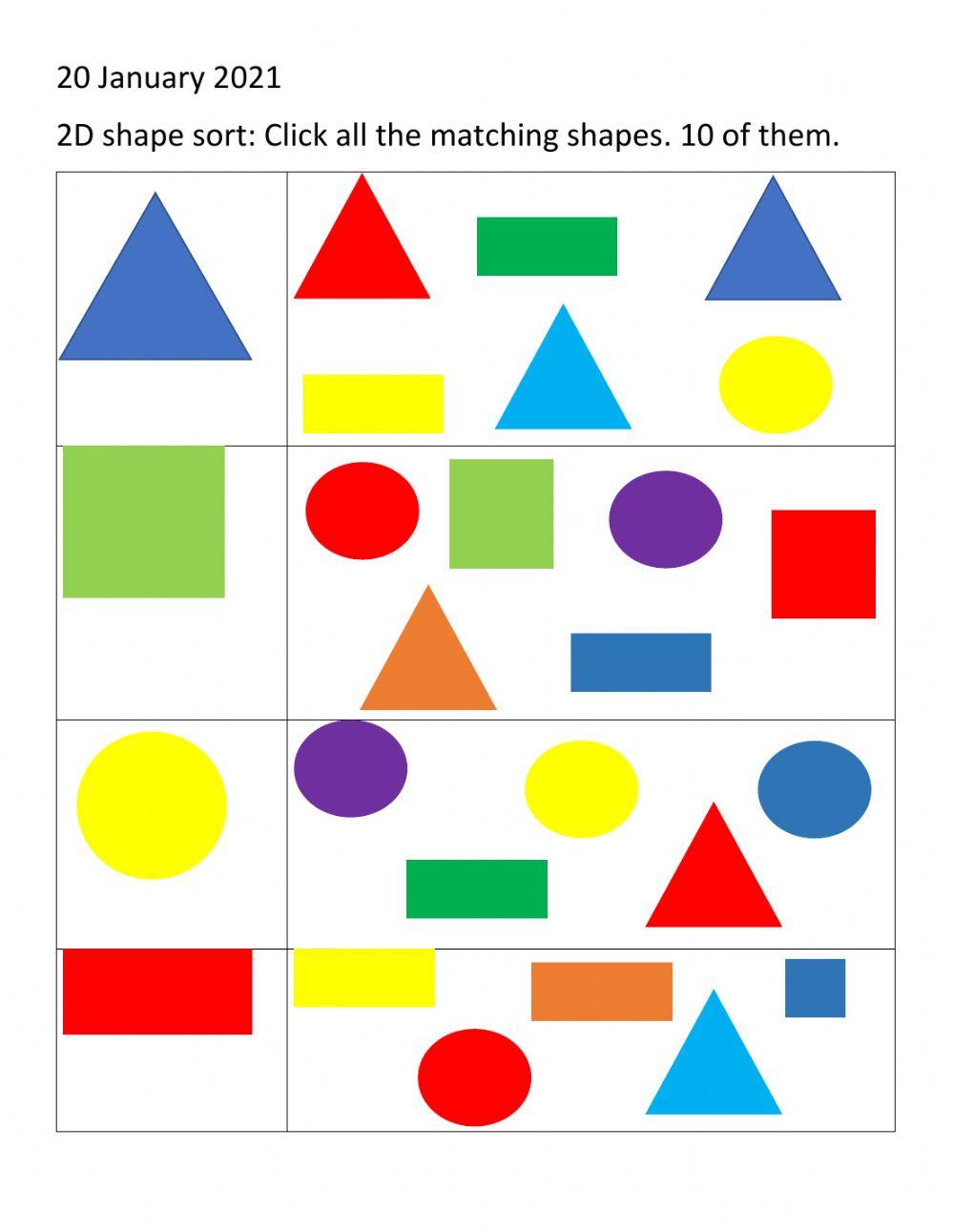 2D shapes sort | Arlene Cameron | Live Worksheets - Worksheets Library
