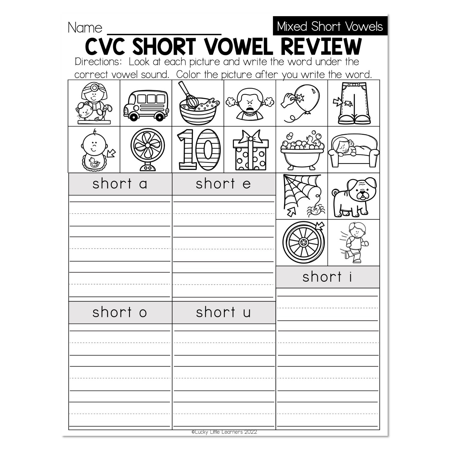Short Vowels Review Worksheets - Worksheets Library - Worksheets Library