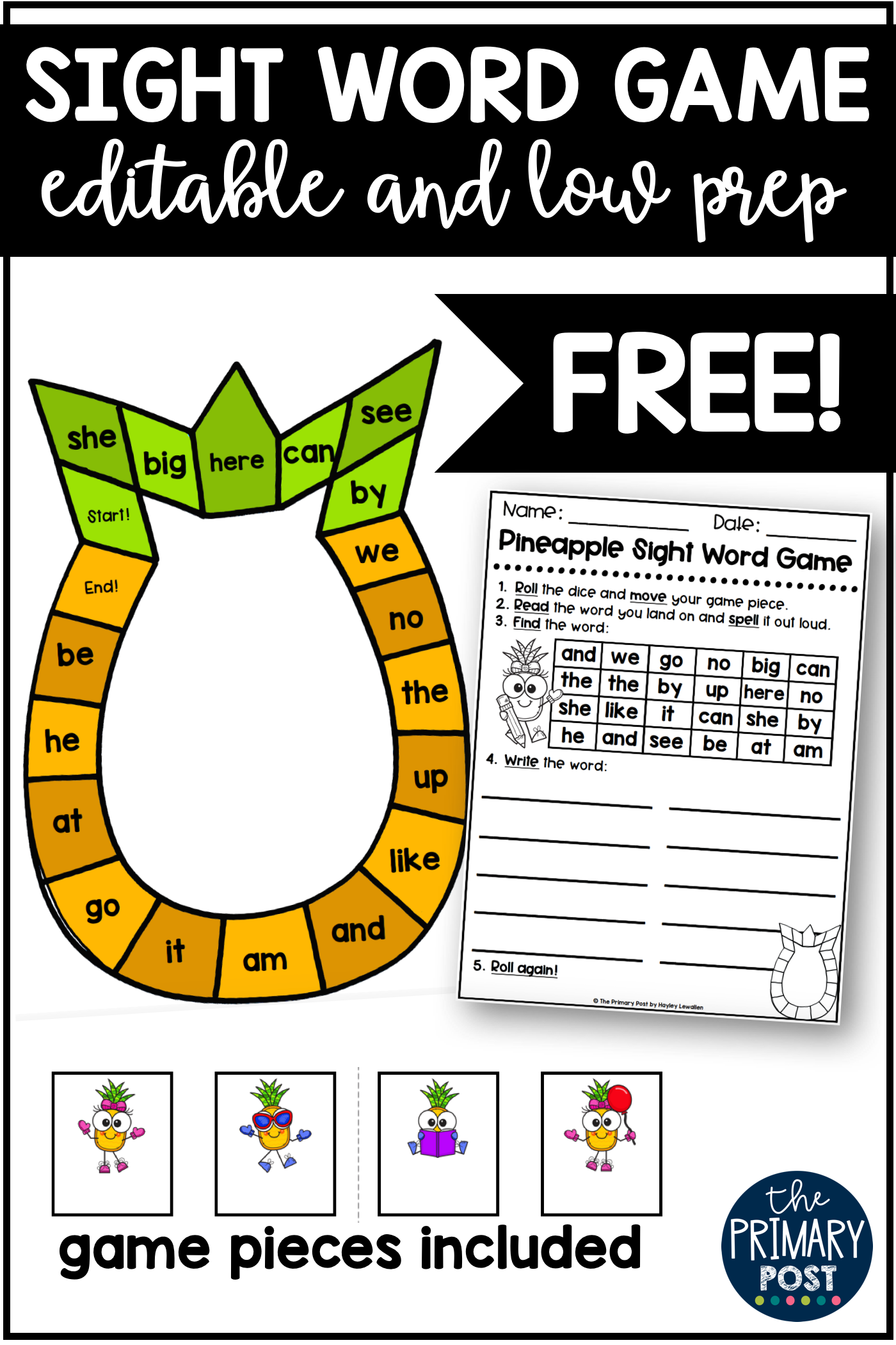 FREE Sight Word Game - The Primary Post - Worksheets Library