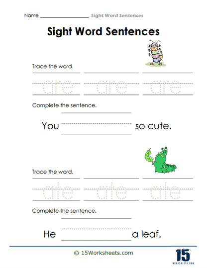 Sight Word Sentences Worksheets - 15 Worksheets.com - Worksheets Library