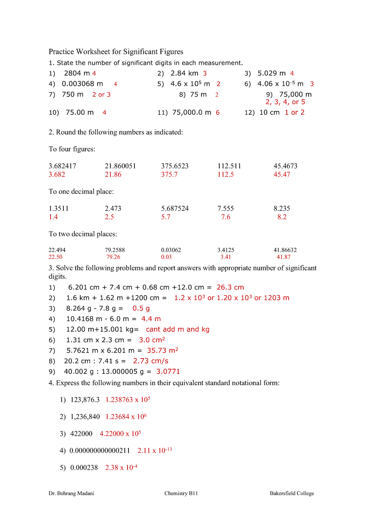 Rounding Significant Figures - Worksheets Library