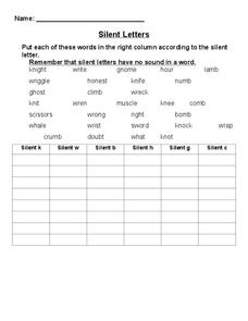 Silent Consonants - ESL worksheet by ashra_viola - Worksheets Library
