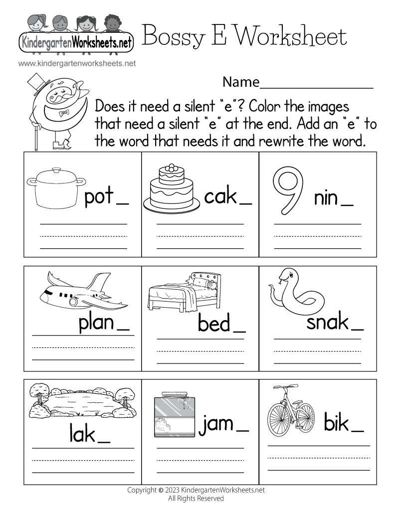Phonics Worksheet - CVCE - Silent E Yes or No - Lucky Little Learners ...