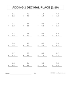 Vertical Addition - Math Worksheets - Worksheets Library