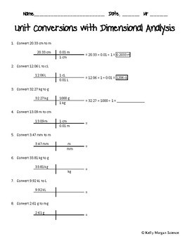 Unit Conversion with Dimensional Analysis - Backwards Faded ... - Worksheets Library