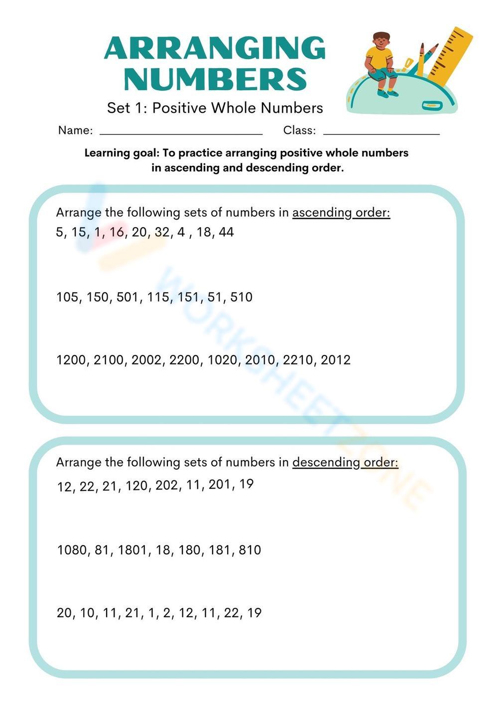 Free Simple Ordering Numbers Worksheet Download Free Simple Ordering