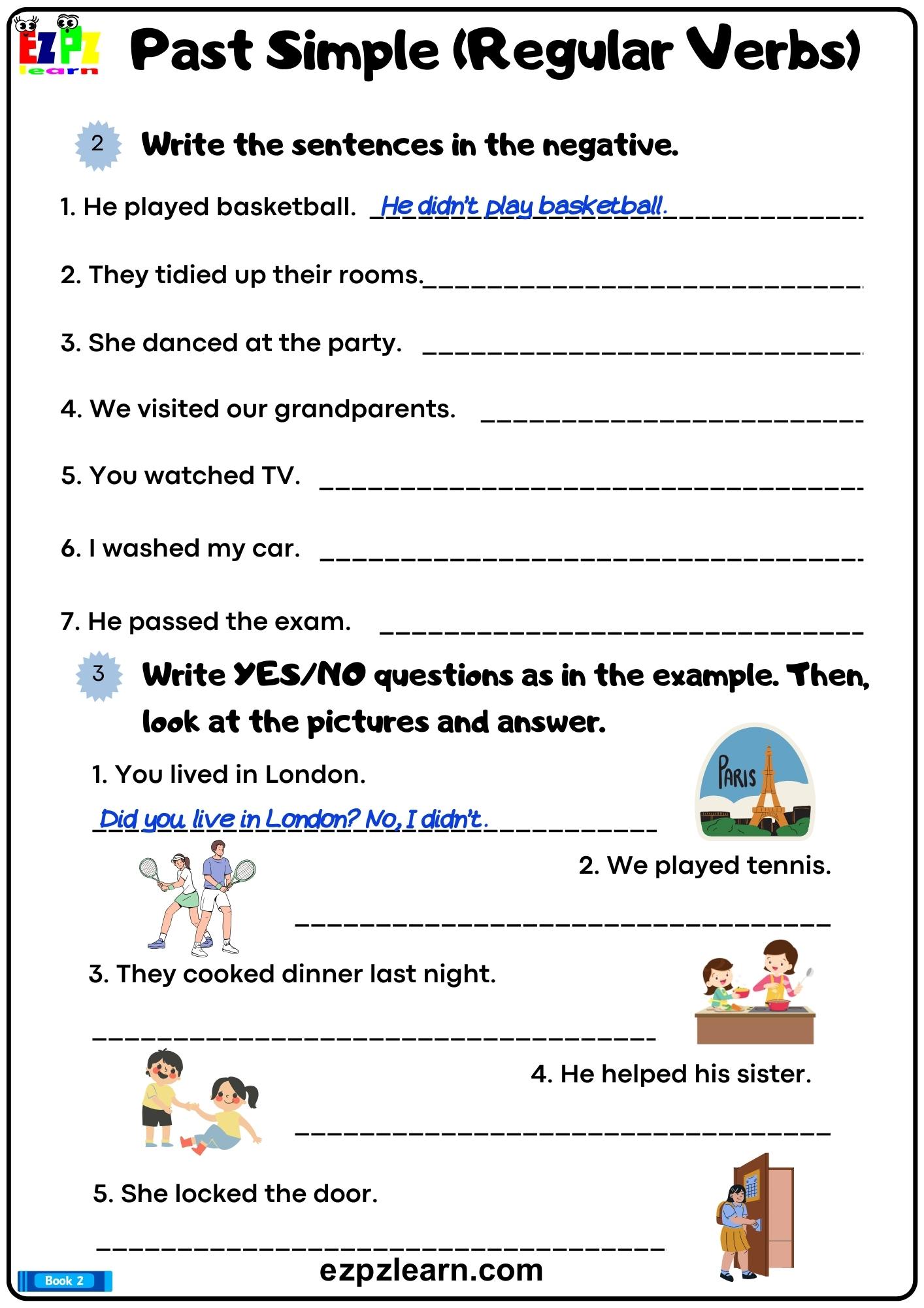 Regular Verbs Simple Past - Ezpzlearn.com - Worksheets Library
