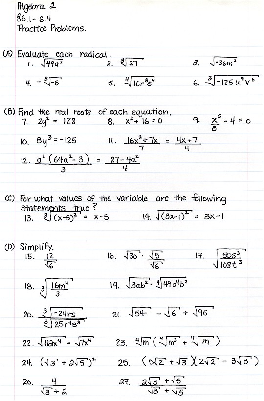 Free simplify radical expressions worksheet answers, Download Free ...