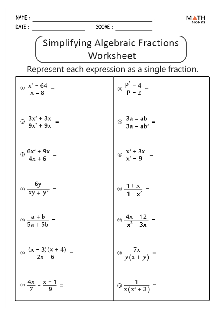 Simplifying Fractions Worksheets - Math Monks - Worksheets Library