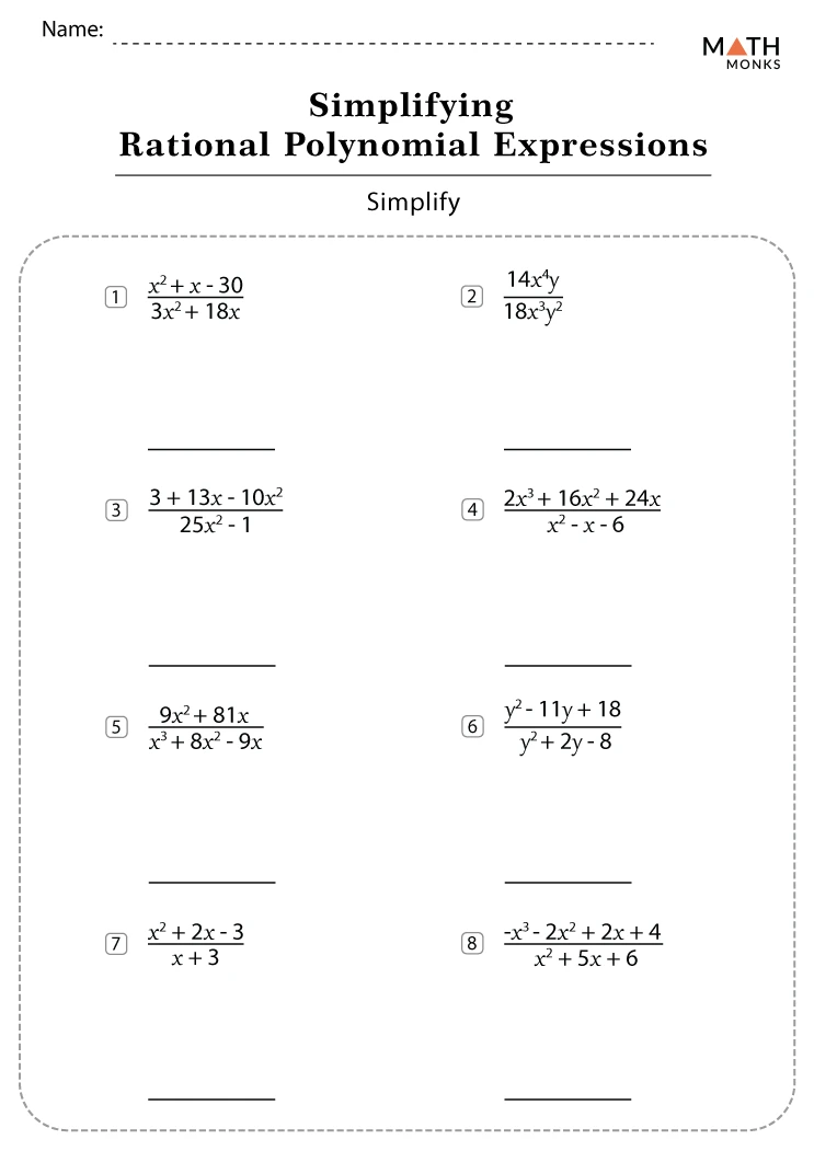 Simplifying Rational Expressions Worksheets Math Monks Worksheets Library