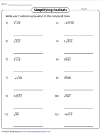 Geometry Simplifying Radicals Worksheet Answers - Fill Online ...