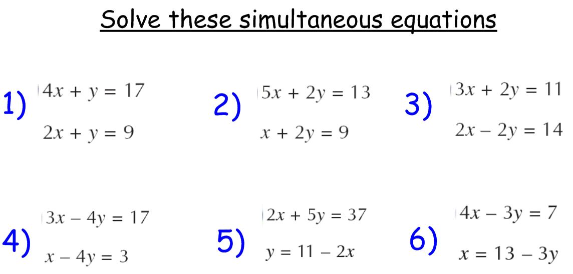 Simultaneous equations | Maths Teaching - Worksheets Library