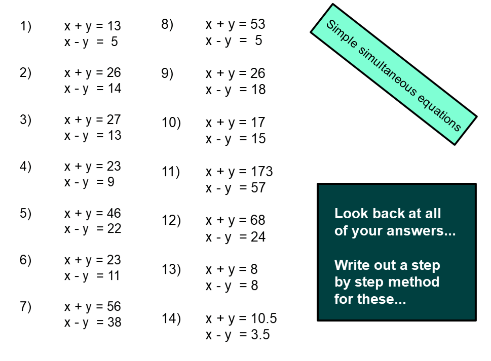 Simultaneous equations questions – Top KS3/4 worksheets & lessons ...
