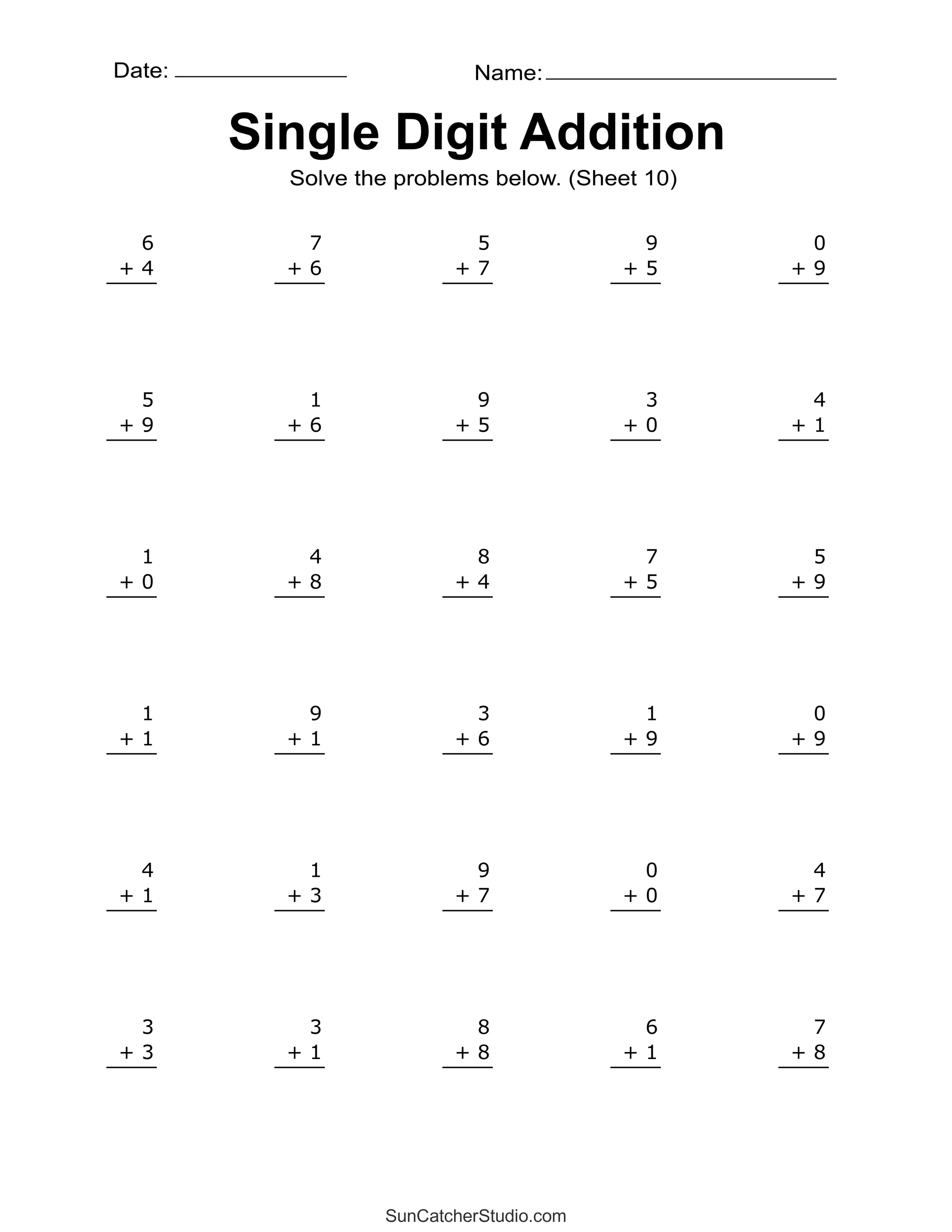 Addition Worksheets (Free Printable Easy Math Problems) – DIY ...