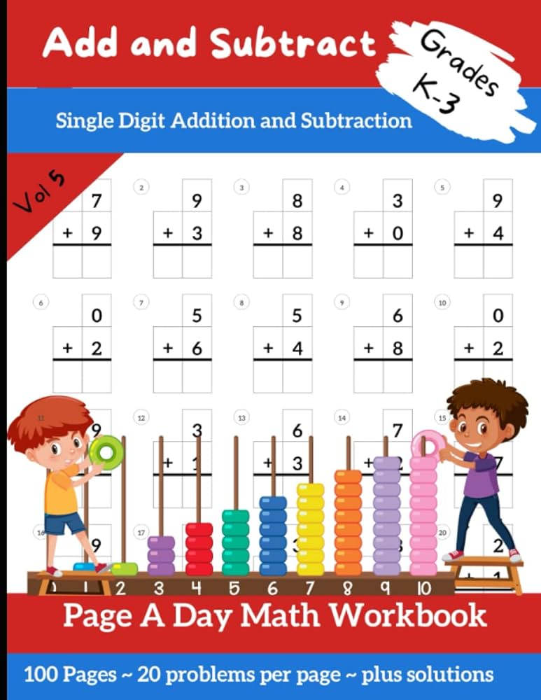 Single Digit Addition and Subtraction Practice Workbook Vol 5 ...