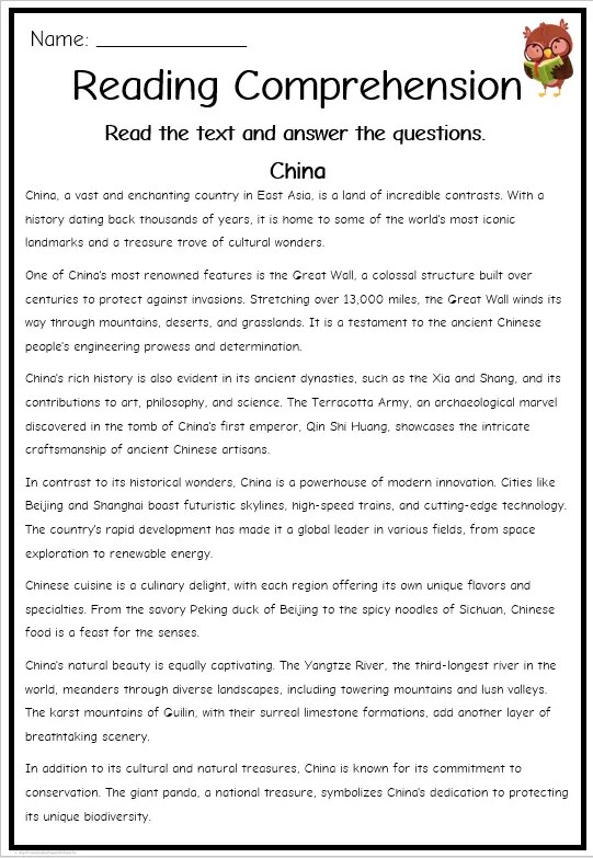 Grade 6 Reading Comprehension | Free English Worksheets - Worksheets Library