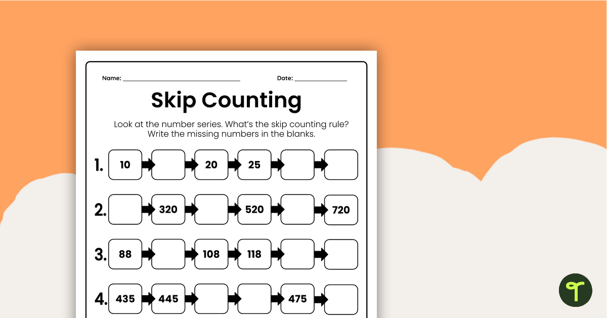 Skip Counting by 10, 100 and 1000 – Worksheet / FREE Printable ...