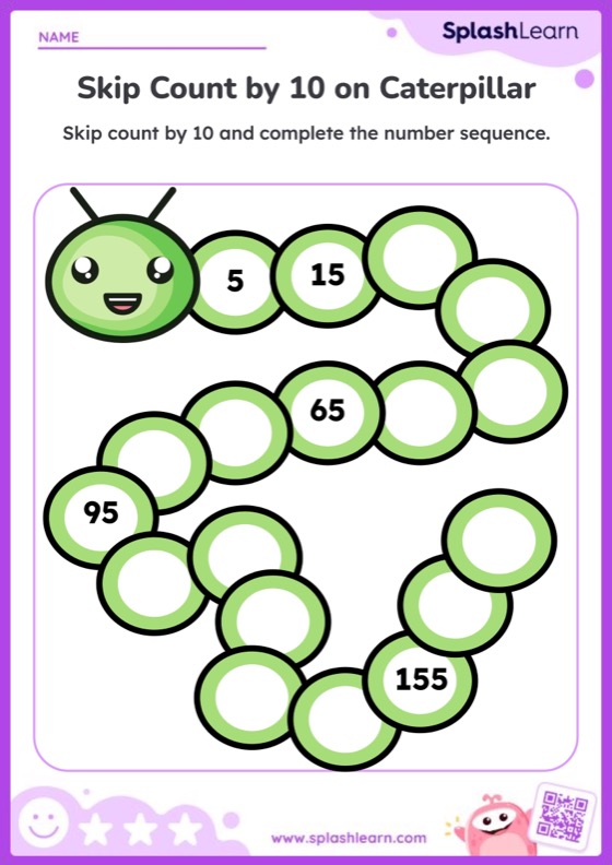 Complete Skip Counting by 10 — Printable Math Worksheet - Worksheets ...