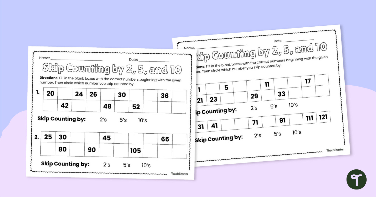 Skip Counting - Free Worksheet for Kids - SKOOLGO - Worksheets Library