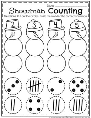 Label A Snowman: Cut and Paste Preschool Worksheet - Worksheets Library