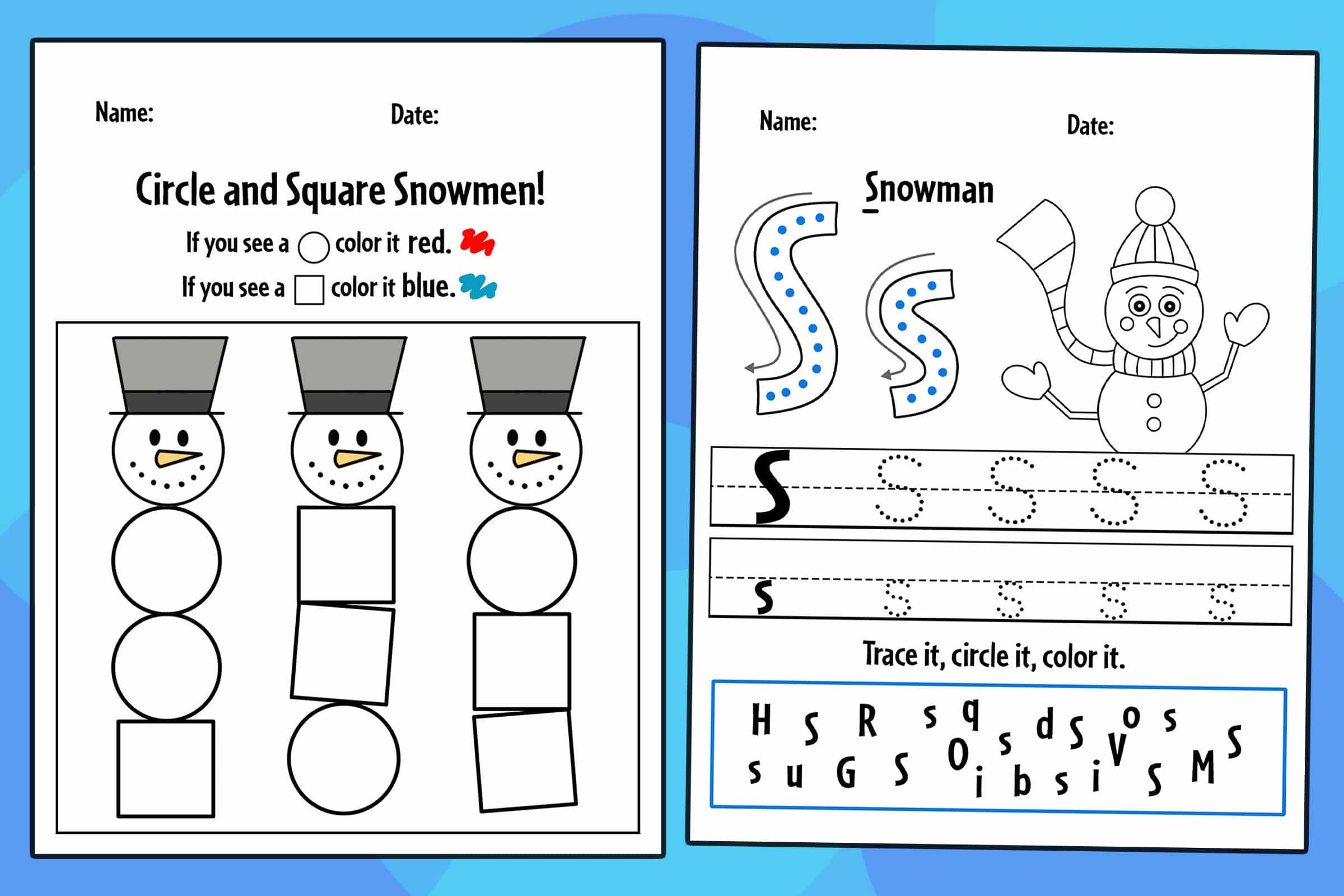 FREE Snowman Worksheets for Preschool! ⋆ The Hollydog Blog - Worksheets ...