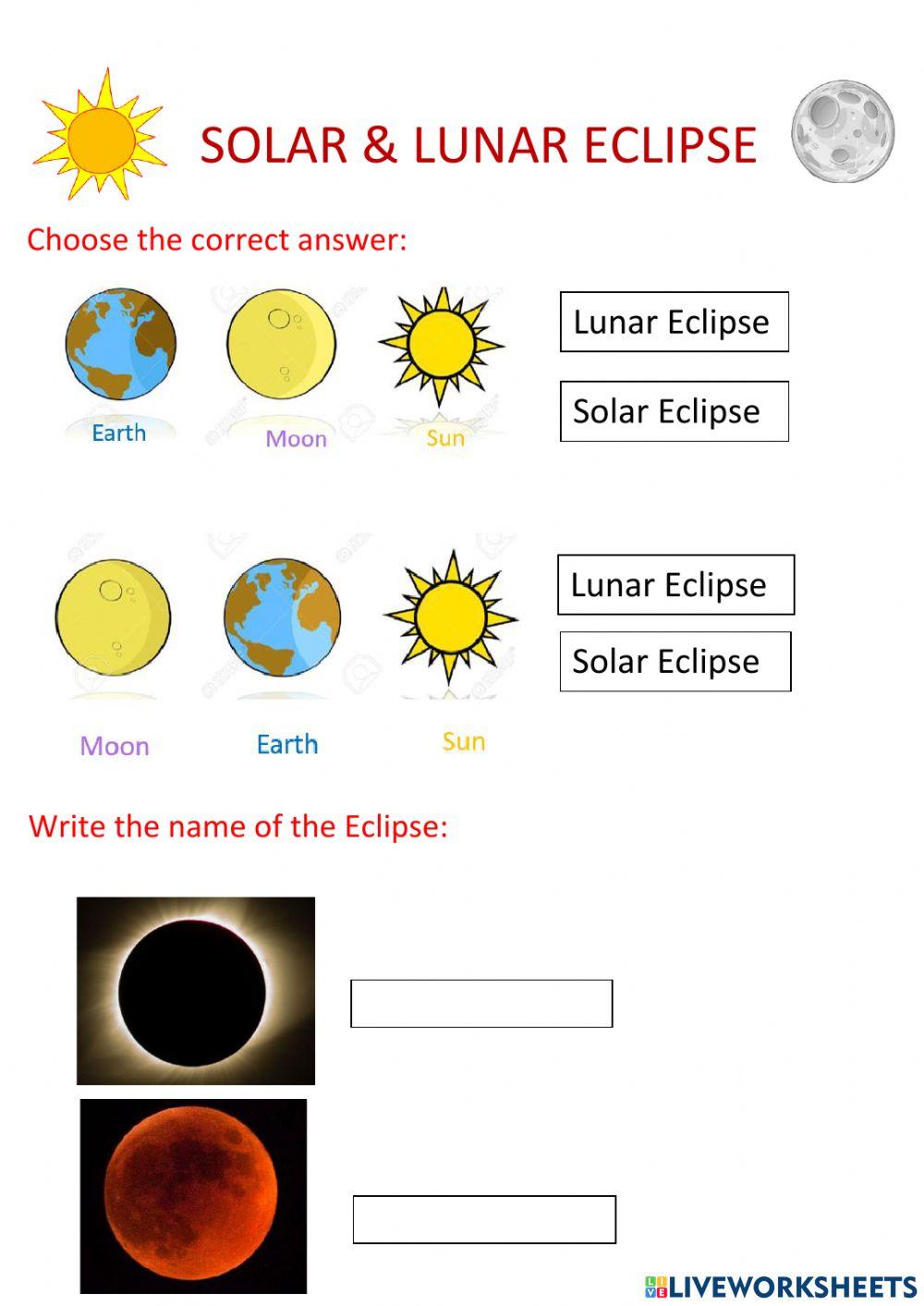 Eclipse Worksheet Middle School