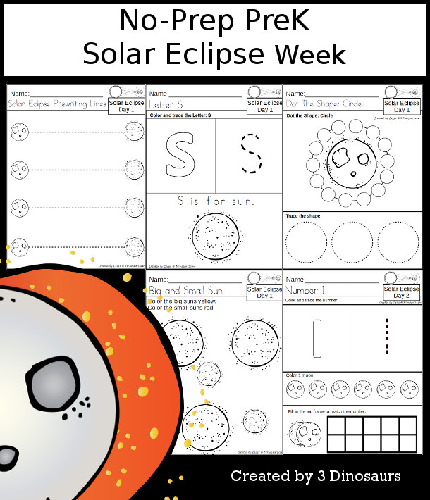 Solar Eclipse Weekly Packs for Kids – 3 Dinosaurs - Worksheets Library