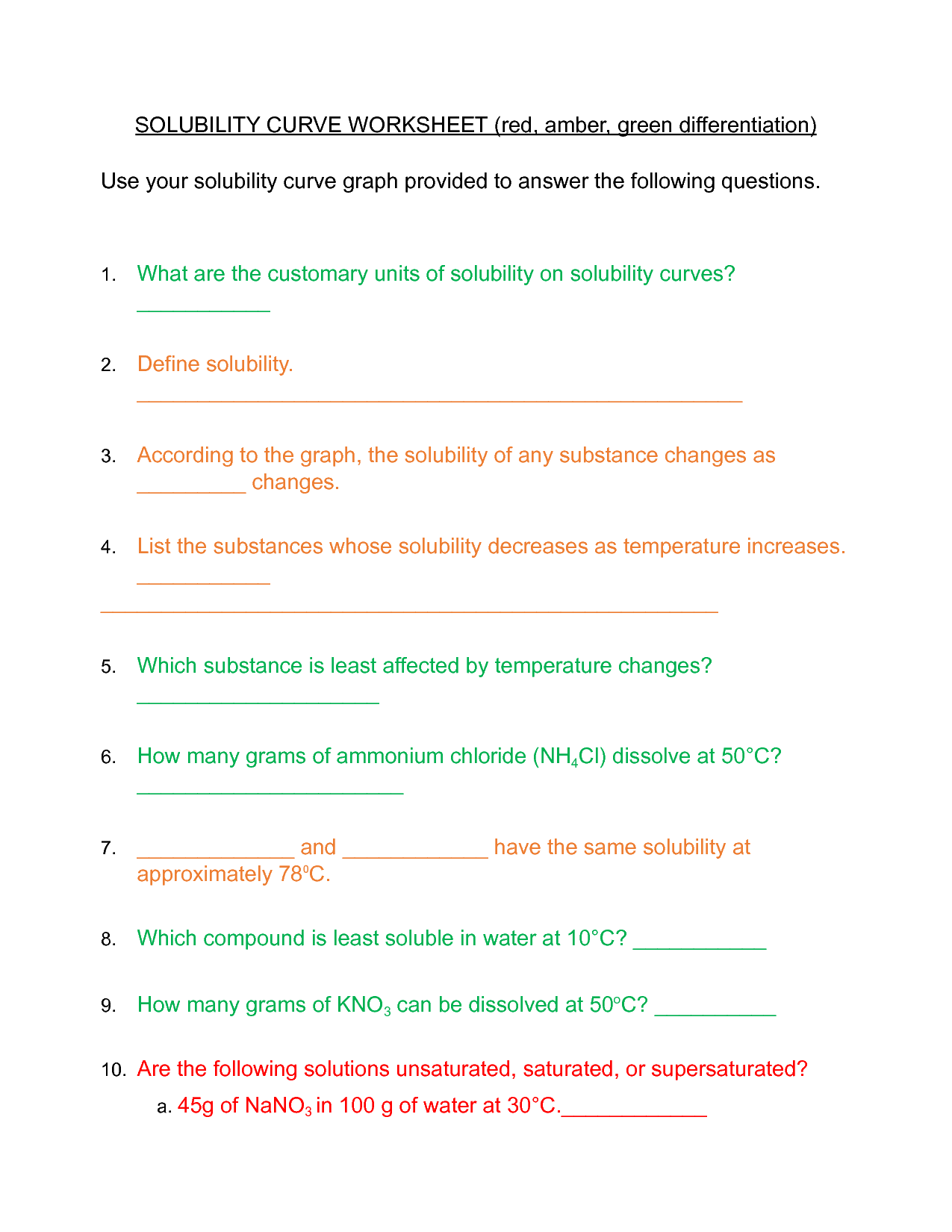 SOLUTION: Solubility curve worksheet - Studypool - Worksheets Library