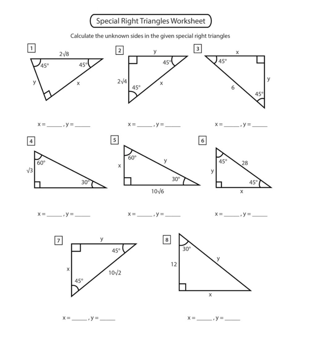 Solved Special Right Triangles Worksheet Calculate the | Chegg.com - Worksheets Library