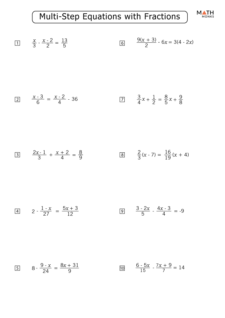 Free Solving Equations With Fractions And Decimals Worksheet Download
