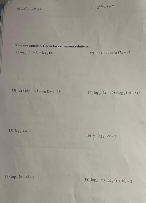Solving Exponential Equations With Logarithms Kuta Software Worksheets Library