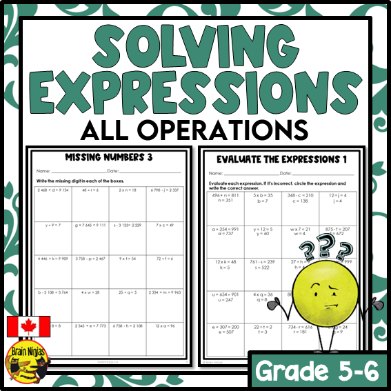 Solving Equations With Variables All Operations Math Worksheets | Paper ...