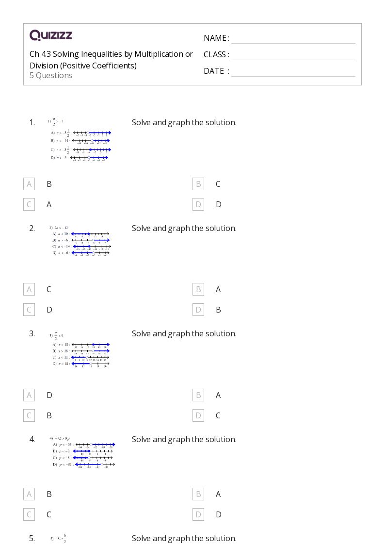 Free Solving Inequalities With Multiplication And Division Worksheet