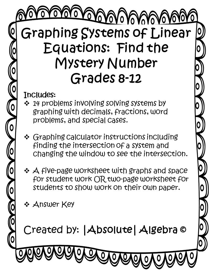 Graphing Systems of Equations with Calculator Instructions ...