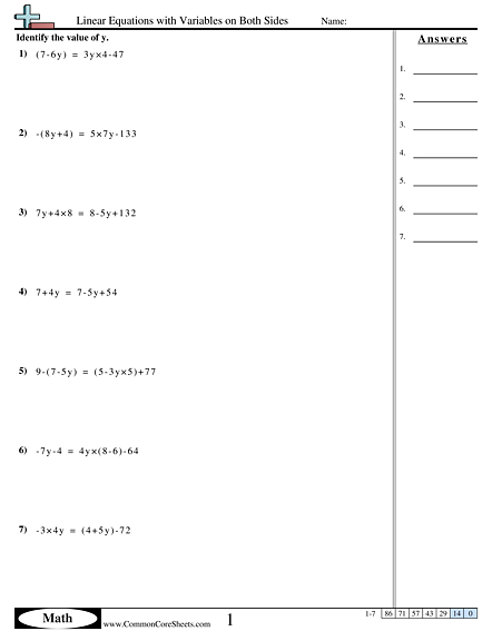 Linear Equations With Variables On Both Sides Worksheet Free Worksheets Library