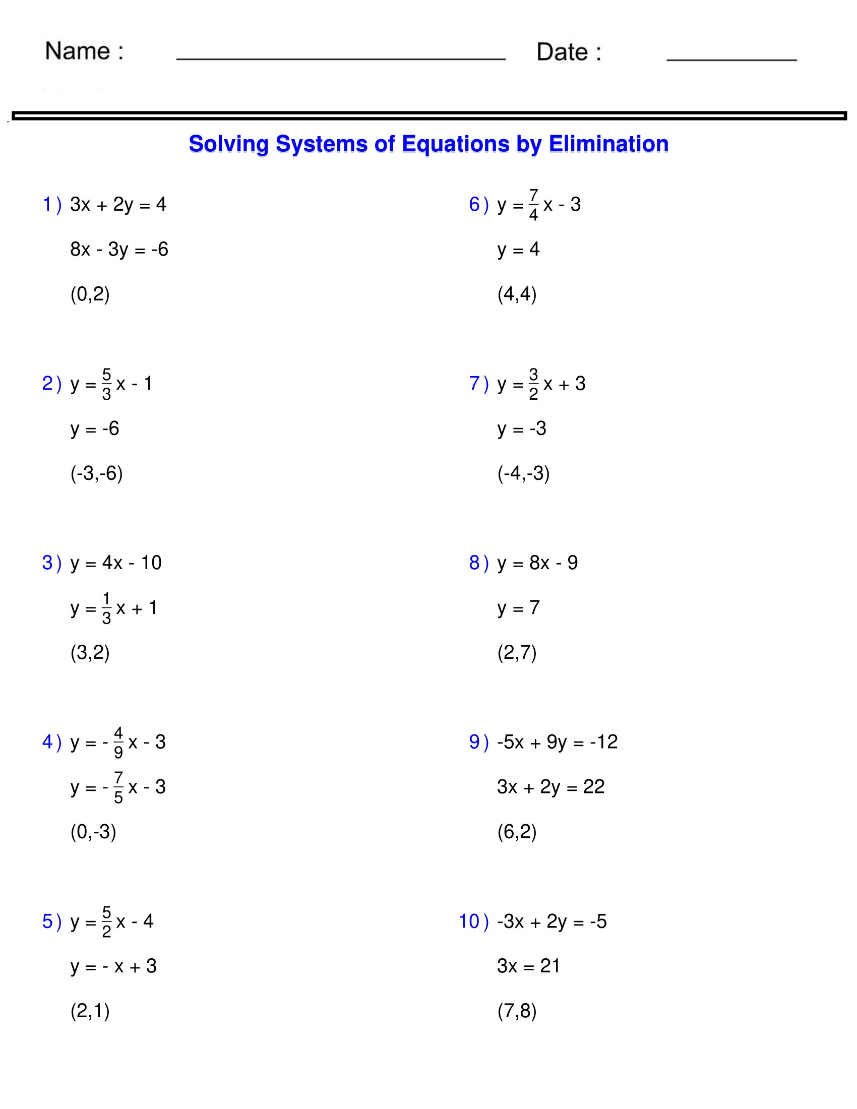 Systems Of Equations Solving Two Variable Systems Of Equations By