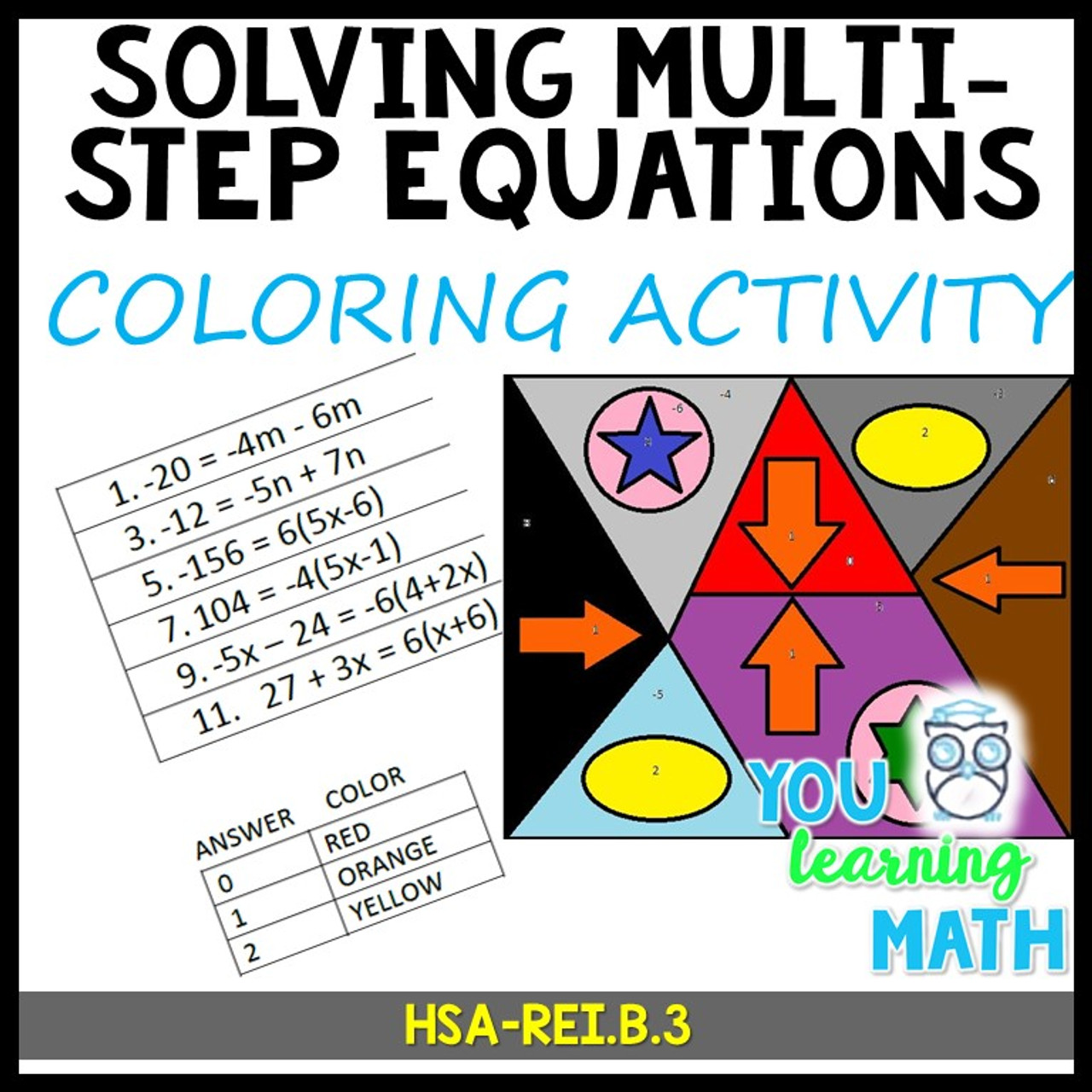 COLORING ACTIVITY: SOLVING MULTI-STEP EQUATIONS - Amped Up Learning ...