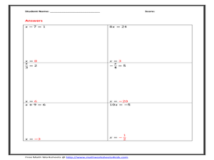 Free solving one step equations worksheet 6th grade, Download Free ...