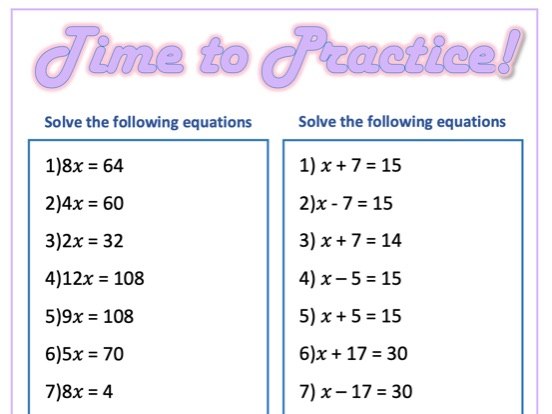 Solving One-Step Linear Equations | Teaching Resources - Worksheets Library