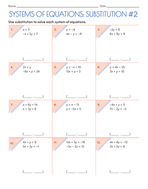 Free solving systems of equation by substitution worksheet, Download Free solving systems of ...