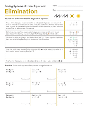 Systems of Linear Equations Worksheets with Answer Key - Worksheets Library
