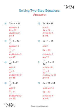 Solving Two-Step Equations Answers - Worksheets Library