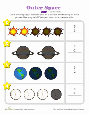 Outer Space Subtraction | Worksheet | Education.com - Worksheets Library